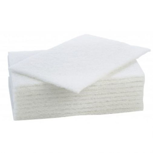 White Flat Scouring Pads x10 | Power Hygiene